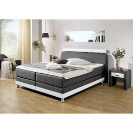 Boxspringbett Home Affaire "Rocklin", schwarz (schwarz, wei&szlig;), B:212cm L:217cm, Komplettbetten, Boxspringbett, in H2, H3 oder H4 erh&auml;ltlich