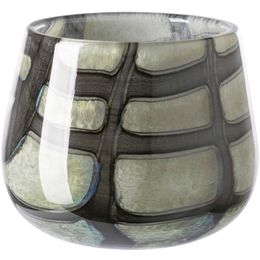 Tischvase Fink "MARLY", gr&uuml;n (hellgr&uuml;n, schwarz), H:9,5cm &Oslash;:11cm, Glas, Vasen, Dekovase, Blumenvase, Windlicht, Vase aus Glas