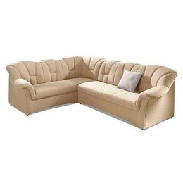 Ecksofa DOMO collection "Papenburg B/T/H: 242/190/84 cm L-Form", beige (natur), B:242cm H:84cm T:190cm, Struktur ( 90% Polyester, 10% Polyacryl);Microfaser PRIMABELLE (100% Polyester);Kunstleder SOFTLUX;Luxus-Microfaser (100% Polyester), Sofas, Ecksofa, wahlweise mit Bettfunktion, Langer Schenkel links oder rechts
