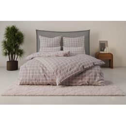 Bettw&auml;sche OTTO HOME "Eemil", taupe, B/L: 135cm x 200cm, 1 Stk., 1 Stk., Renforc&eacute;, B/L: 40cm x 80cm, 2 Stk., Renforc&eacute;, Obermaterial: 100% Baumwolle, Bettw&auml;sche, Bettw&auml;sche, karierte Bettw&auml;sche, 100% Baumwolle, ab Gr. 135x200 cm