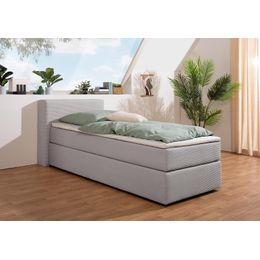 Boxspringbett Home Affaire "&Aring;by", grau, B:107cm L:225cm, Komplettbetten, Boxspringbett, In Cord Bezug, wahlweise mit und ohne Matrazte erh&auml;ltlich