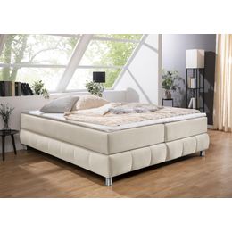 Boxspringbett Home Affaire "Salo", beige, B:186cm L:206cm, Komplettbetten, Boxspringbett, Ohne Kopfteil, inkl. Topper, auch in &Uuml;berl&auml;nge 220 cm