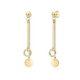 Paar Ohrh&auml;nger Elli "Stecker Kreis und Pl&auml;ttchen Schmuck Geschenk 925er Silber", gold, Ohrringe, Damen, onesize, ohne Stein, Silber 925 (Sterlingsilber)
