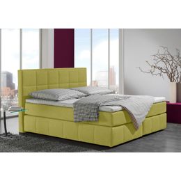 Boxspringbett Home Affaire "Casano", gelb (lemon), B:172cm L:215cm, Strukturstoff-Bezug (100% Polyester), Komplettbetten, Boxspringbett, mit feiner Steppung, in 3 Matratzenarten, 2 H&auml;rtegraden und 5 Farben