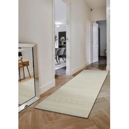 Teppich the carpet "Lima", beige (creme), B:80cm H:12mm L:300cm, Polyester, Teppiche, Teppich, Designer Teppich Flor 1 recyceltem Polyester waschbar
