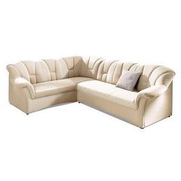 Ecksofa DOMO collection "Papenburg B/T/H: 242/190/84 cm L-Form", beige (creme), B:242cm H:84cm T:190cm, Struktur ( 90% Polyester, 10% Polyacryl);Microfaser PRIMABELLE (100% Polyester);Kunstleder SOFTLUX;Luxus-Microfaser (100% Polyester), Sofas, Ecksofa, wahlweise mit Bettfunktion, Langer Schenkel links oder rechts