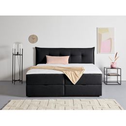 Boxbett Home Affaire "Kederleicht", grau (anthrazit), B:205cm L:213cm, Komplettbetten, Boxspringbett, inklusive Bettkasten & Topper, in 4 Breiten und 2 H&auml;rtegraden