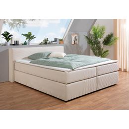 Boxspringbett Home Affaire "&Aring;by", beige (creme, beige), B:167cm L:225cm, Komplettbetten, Boxspringbett, In Cord Bezug, wahlweise mit und ohne Matrazte erh&auml;ltlich