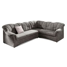 Ecksofa DOMO collection "Papenburg B/T/H: 242/190/84 cm L-Form", grau, B:242cm H:84cm T:190cm, Struktur ( 90% Polyester, 10% Polyacryl);Microfaser PRIMABELLE (100% Polyester);Kunstleder SOFTLUX;Luxus-Microfaser (100% Polyester), Sofas, Ecksofa, wahlweise mit Bettfunktion, Langer Schenkel links oder rechts