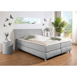 Boxspringbett Home Affaire "Coloma" erh&auml;ltlich in H2, H3 oder H4 inkl. Topper", grau, B:227cm L:215cm, Komplettbetten, Boxspringbett, in H2, H3 oder H4 erh&auml;ltlich