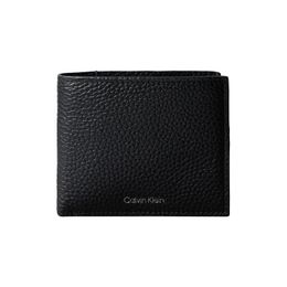 Geldbörse Calvin Klein "FOIL EMBOSS EW BILLFOLD W COIN", Damen, schwarz, Leder, Strukturmuster, Kleinlederwaren, Herren Geldbeutel, Portemonnaie mit Logoschriftzug