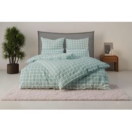 Bettw&auml;sche OTTO HOME "Eemil", jade, B/L: 135cm x 200cm, 1 Stk., 1 Stk., Renforc&eacute;, B/L: 80cm x 80cm, 2 Stk., Renforc&eacute;, Obermaterial: 100% Baumwolle, Bettw&auml;sche, Bettw&auml;sche, karierte Bettw&auml;sche, 100% Baumwolle, ab Gr. 135x200 cm