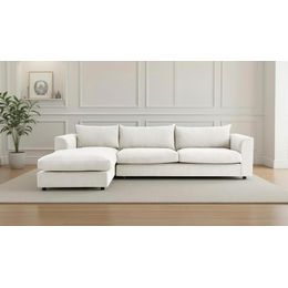 Ecksofa "Avelina", beige (creme), B:297cm H:77cm T:186cm, 100% Polyester, LeGer Home by Lena Gercke, Sofas, Ecksofa, Breite 297 cm, in Cord- und Chenille- Stoff, R&uuml;ckenkissen mit Federn