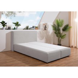 Boxspringbett Home Affaire "&Aring;by", grau, B:147cm L:225cm, Komplettbetten, Boxspringbett, In Cord Bezug, wahlweise mit und ohne Matrazte erh&auml;ltlich