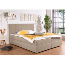 Boxbett Home Affaire "Fidan", beige (beige, creme), B:194cm L:210cm, Komplettbetten, Boxspringbett, wahlweise mit Bettkasten, in H2, H3 & H4 erhältilich