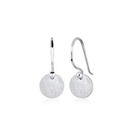 Paar Ohrhänger Elli "Ohrhänge Plättchen Kreis Matt Schmuck Geschenk 925 Silber", silber, Ohrringe, Damen, onesize, ohne Stein, Silber 925 (Sterlingsilber)