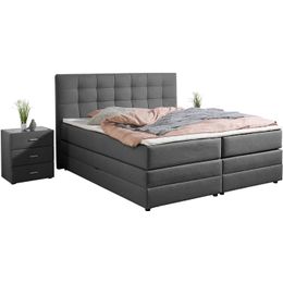 Boxspringbett Home Affaire "Ethan", grau (anthrazit), B:174cm L:211cm, Komplettbetten, Boxspringbett, inkl. Topper und ger&auml;umigen Bettkasten erh&auml;ltlich in H2, H3 und H4