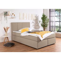 Boxbett Home Affaire "Fidan", beige (beige, creme), B:154cm L:210cm, Komplettbetten, Boxspringbett, wahlweise mit Bettkasten, in H2, H3 & H4 erhältilich