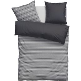 Bettw&auml;sche Bruno Banani "Dana", grau (grau, anthrazit), B/L: 135cm x 200cm, 1 Stk., 1 Stk., Renforc&eacute;, B/L: 80cm x 80cm, 2 Stk., Renforc&eacute;, Obermaterial: 100% Baumwolle, Bettw&auml;sche, Bettw&auml;sche, in Gr. 135x200 oder 155x220 cm, 100% Baumwolle, Renforc&eacute;
