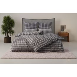 Bettw&auml;sche OTTO HOME "Eemil", anthrazit, B/L: 135cm x 200cm, 1 Stk., 1 Stk., Renforc&eacute;, B/L: 40cm x 80cm, 2 Stk., Renforc&eacute;, Obermaterial: 100% Baumwolle, Bettw&auml;sche, Bettw&auml;sche, karierte Bettw&auml;sche, 100% Baumwolle, ab Gr. 135x200 cm