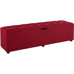 Hockerbank Home Affaire "Knobbed", rot, B:160cm H:42cm T:40cm, Struktur fein (100% Polyester) f&uuml;r Bett Classico, Piazza, Premium und Vega;Struktur (100% Polyester) f&uuml;r Bett Crato und Lucina;Struktur (60% Baumwolle, 40% Leinen) f&uuml;r Bett Kiss;Kunstleder f&uuml;r Bett Natura;Struktur (100% Polyester) f&uuml;r Bett Nordica, Hocker, Hockerbank mit Stauraum, Breite 120 cm und 160 cm
