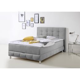 Boxbett Home Affaire "Vaasa", silber, B:154cm L:210cm, Komplettbetten, inkl. Bettkasten & Topper, XXL-Ausf&uuml;hrung, &Uuml;berl&auml;nge 220 cm