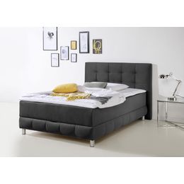 Boxbett Home Affaire "Vaasa", grau (schiefer), B:154cm L:210cm, Komplettbetten, inkl. Bettkasten & Topper, XXL-Ausf&uuml;hrung, &Uuml;berl&auml;nge 220 cm
