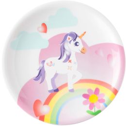 Fr&uuml;hst&uuml;cksteller Seltmann Weiden "Compact - Mein kleines Einhorn", bunt (wei&szlig;, bunt), B:19,3cm H:1,8cm L:19,3cm T:19,3cm &Oslash;:19,3cm, Porzellan, Speiseteller, rund 19 cm