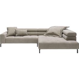 Ecksofa Home Affaire "Claya, L-Form, incl. Kopfteilverstellung, Breite 311 cm", grau (taupe), B:311cm H:71cm T:219cm, 88% Polyester, 12% Polyacryl, Sofas, Ecksofa, mit elektrischem Sitzvorzug im Hauptelement