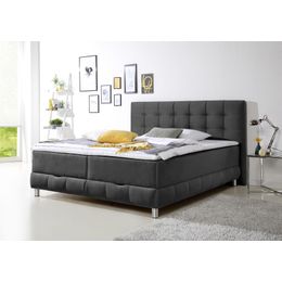 Boxbett Home Affaire "Vaasa", grau (schiefer), B:194cm L:210cm, Komplettbetten, inkl. Bettkasten & Topper, XXL-Ausf&uuml;hrung, &Uuml;berl&auml;nge 220 cm
