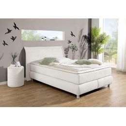 Boxspringbett Home Affaire "Coloma" erh&auml;ltlich in H2, H3 oder H4 inkl. Topper", beige (creme, natur), B:167cm L:215cm, Komplettbetten, Boxspringbett, in H2, H3 oder H4 erh&auml;ltlich