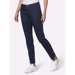 Bequeme Jeans Heine, Damen, Gr. 40, Normalgr&ouml;&szlig;en, blau (marine), 98% Baumwolle, 2% Elasthan, unifarben, lang, Jeans
