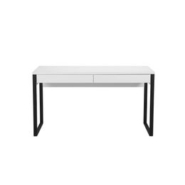 Schreibtisch OTTO HOME "Moid, Computertisch im modernen Design", schwarz-weiß (weiß, schwarz, schwarz, weiß), B:140cm H:77cm T:60cm, Tische, Schreibtisch, Breite 120/140/160 cm, mit Metallbeinen & Schublade
