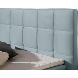 Boxspringbett Home Affaire "Loomis", blau (mittelblau), B:218cm L:210cm, Komplettbetten, Boxspringbett, inkl. Topper, wahlweise in H2, H3 oder H4 erh&auml;ltlich