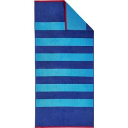 Strandtuch Dyckhoff "Aquarius", blau, B:80cm L:180cm, Frottiervelours, Obermaterial: 100% Baumwolle, Handt&uuml;cher, eine Seite Velours, eine Seite Frottier