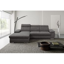 Ecksofa WERK2, B:282cm H:88cm T:185cmgrau, 92% Polyester, 8% Nylon, Wohnzimmer, Sofas, "Palma modernes Schlafsofa mit Bettkasten, L-Form, B/T 282/185