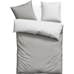 Bettw&auml;sche my home "Desner2", grau (grau, silber), B/L: 135cm x 200cm, 1 Stk., 1 Stk., Microfaser, B/L: 80cm x 80cm, 2, Microfaser, Obermaterial: 100% Polyester, Bettw&auml;sche, Bettw&auml;sche, Premium Qualit&auml;t, sehr weich, uni, ab 135x200 cm
