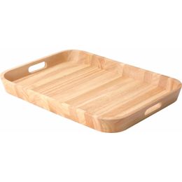 Tablett CONTINENTA, beige (natur), B:33cm H:4,5cm L:46cm, Holzwerkstoff, Tabletts, Handarbeit, aus einem Holzblock gearbeitet