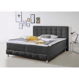 Boxbett Home Affaire "Vaasa", grau (schiefer), B:194cm L:230cm, Komplettbetten, inkl. Bettkasten & Topper, XXL-Ausf&uuml;hrung, &Uuml;berl&auml;nge 220 cm