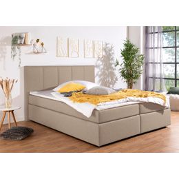 Boxbett Home Affaire "Fidan", beige (beige, creme), B:194cm L:210cm, Komplettbetten, Boxspringbett, wahlweise mit Bettkasten, in H2, H3 & H4 erh&auml;ltilich