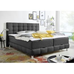 Boxbett Home Affaire "Vaasa", grau (anthrazit), B:194cm L:210cm, Komplettbetten, inkl. Bettkasten & Topper, XXL-Ausf&uuml;hrung, &Uuml;berl&auml;nge 220 cm