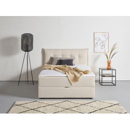 Boxbett Home Affaire "Kederleicht", beige, B:175cm L:213cm, Komplettbetten, Boxspringbett, inklusive Bettkasten & Topper, in 4 Breiten und 2 H&auml;rtegraden