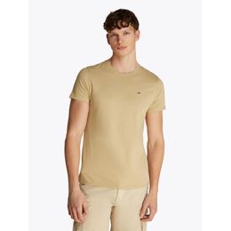 T-Shirt Tommy Jeans "TJM ESSENTIAL SOLID TEE", Herren, Gr. XXL, relic tan, Jersey, Obermaterial: 100% Baumwolle, unifarben, Basic, slim fit normal, Rundhals, eingesetzt abgesteppte Kante, Shirts T-Shirt, mit Rundhalsausschnitt und dezenter Logo-Flag