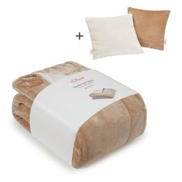Wohndecke s.Oliver "Doublesoft, Kuscheldecke, Deal, Kissen geschenkt", beige (beige, wollwei&szlig;), B:150cm L:200cm, Polyester, Wohndecken, Wohndecke, Kuscheldecke 150x200 cm, GRATIS-Zugabe:2x Kissenh&uuml;lle (Rei&szlig;verschluss)