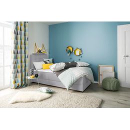 Boxbett Home Affaire "Mieke", grau (hellgrau), B:103cm L:210cm, Struktur impr&auml;gniert (100%), Komplettbetten, Boxspringbett, incl. Bettkasten und Topper, Bezug impr&auml;gniert, 2 Breiten