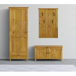 Garderobenpaneel Home Affaire "Juventus", beige (natur), B:80cm H:120cm T:6cm, Massivholz, Garderobenpaneele, Garderobenpaneel, aus massiver Kiefer, 4 Doppelhaken