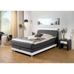 Boxspringbett Home Affaire "Rocklin", schwarz (schwarz, wei&szlig;), B:152cm L:217cm, Komplettbetten, Boxspringbett, in H2, H3 oder H4 erh&auml;ltlich