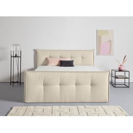 Boxbett Home Affaire "Kederleicht", beige, B:205cm L:226cm, Komplettbetten, Boxspringbett, inklusive Fußteil, Bettkasten & Topper, in 4 Breiten und 2 Härtegraden