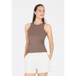 ENDURANCE ATHLECIA Tanktop ATHLECIA "Tinashe", Damen, Gr. 42, braun (hellbraun), 92% Viskose, 8% Elasthan, unifarben, normal, Rundhals, Tops Tanktop, im schnelltrocknenden, gerippten Design