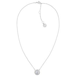 Kette mit Anhänger Tommy Hilfiger "Schmuck Edelstahl Halsschmuck Ankerkette CASUAL", silber (edelstahlfarben, kristallweiß), Halsketten, Damen, Edelstahl, L: 46, mit Glasstein